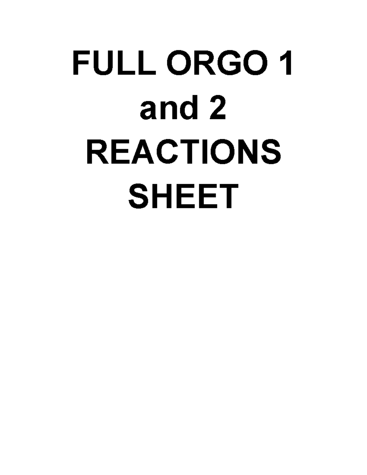 ORGO 1 & 2: Key Reactions and Mechanisms for Exam Preparation - Studocu