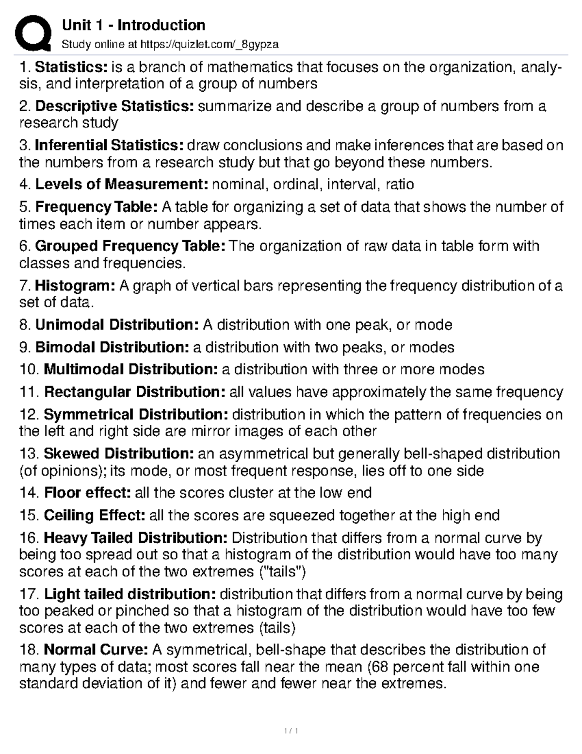 Unit 1 Review Q - Unit 1 - Introduction Study online at quizlet/_8gypza ...