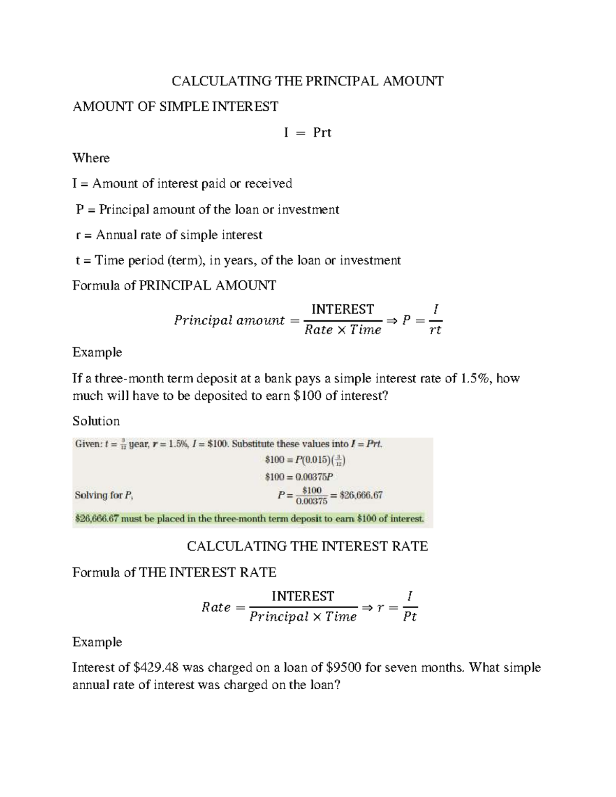 Lec 5: Calculating Principal & Interest in Business Math (23123) - Studocu