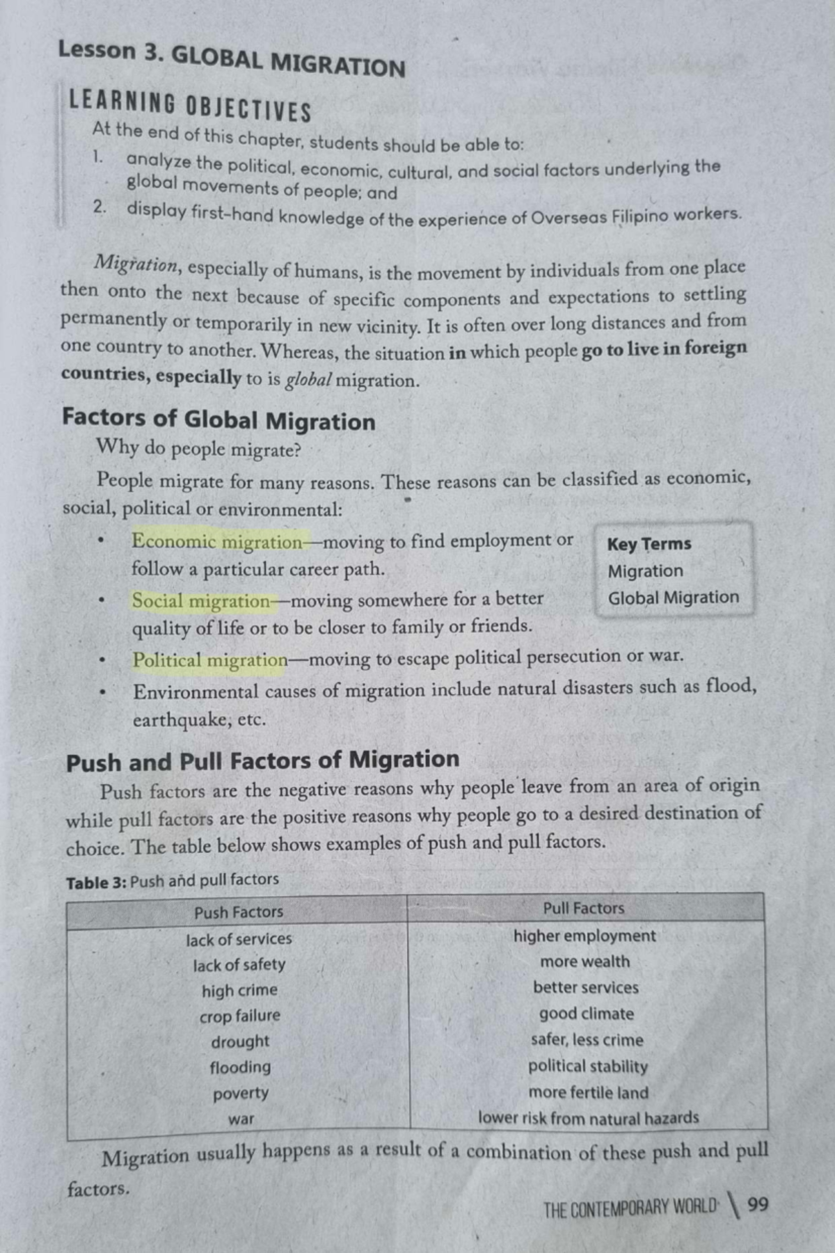 Cworld- Finals: Lesson 3 - Understanding Global Migration Factors - Studocu