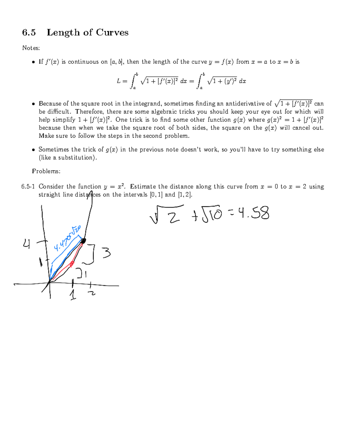 Calculating Arc Lengths: Curves & Functions (Math 6.5 Notes) - Studocu