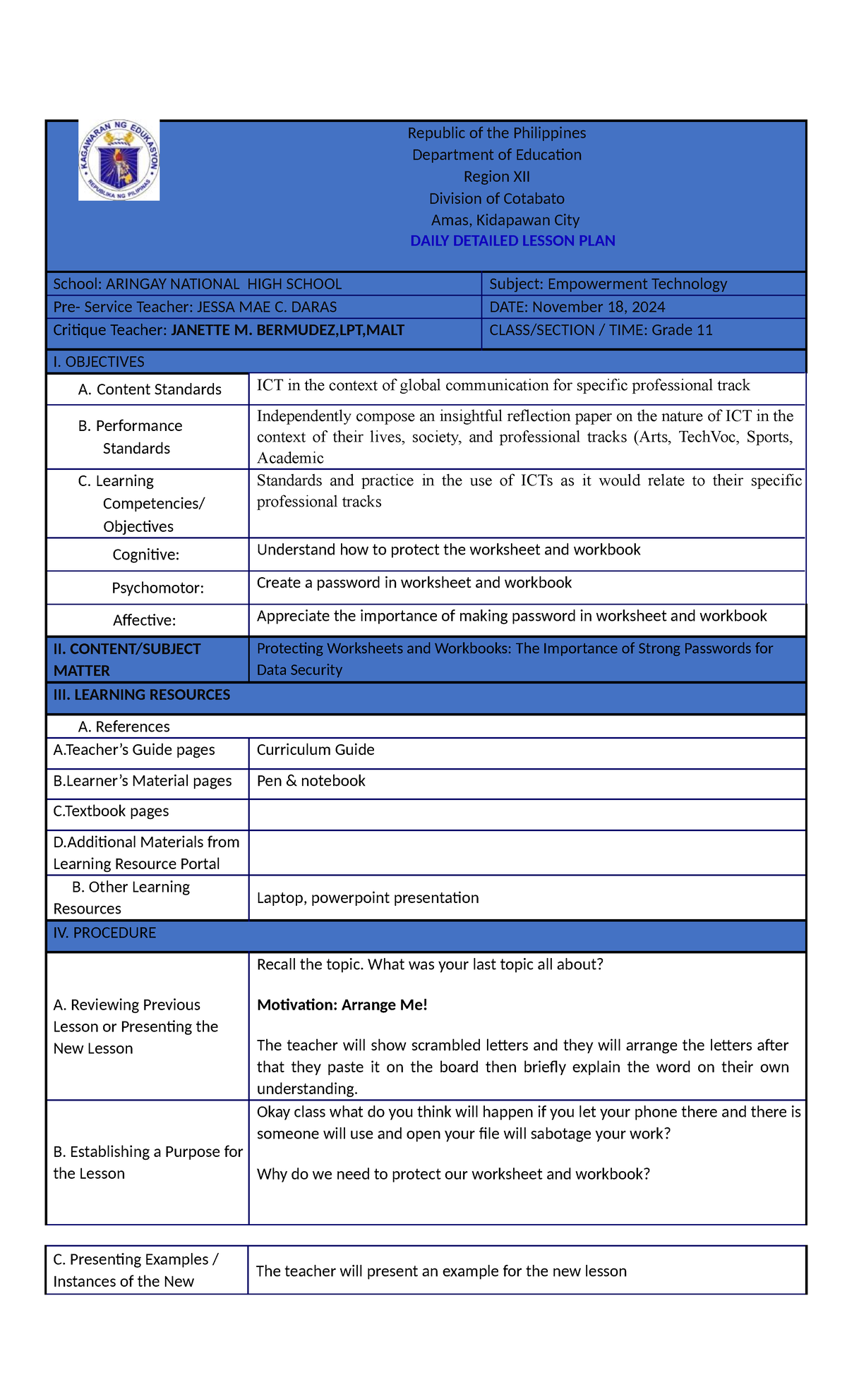 Republic of the Philippines - Republic of the Philippines Department of ...