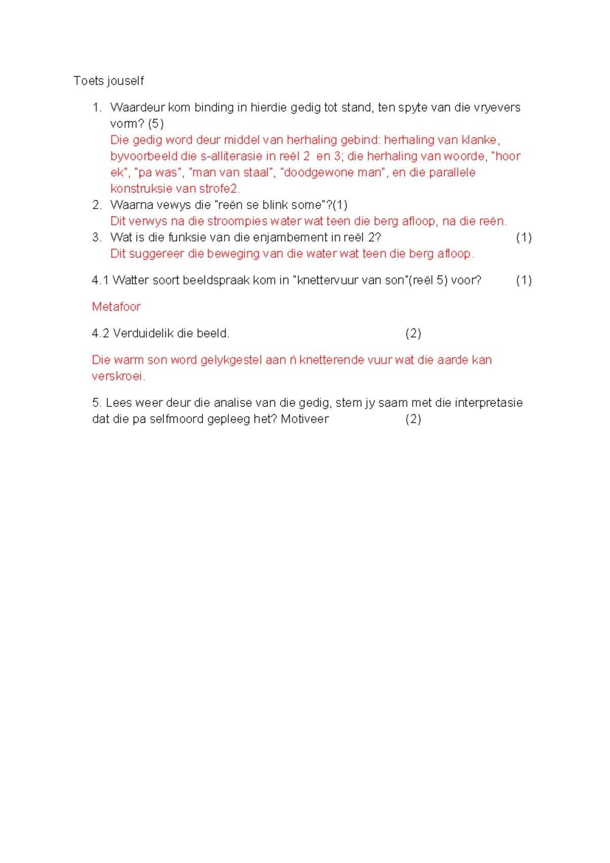 3MY SIEL PA - Analyses en Stylfiguurlike Uitleg van Gedig - Studocu