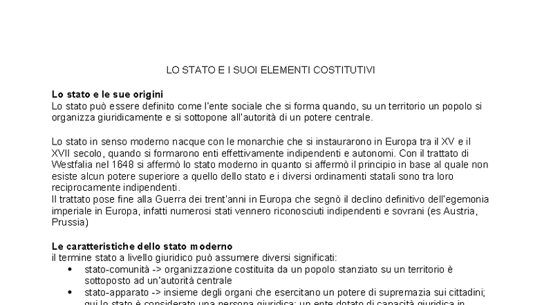 UDA 1 - Diritto: Lo Stato e i Suoi Elementi Costitutivi - Studocu