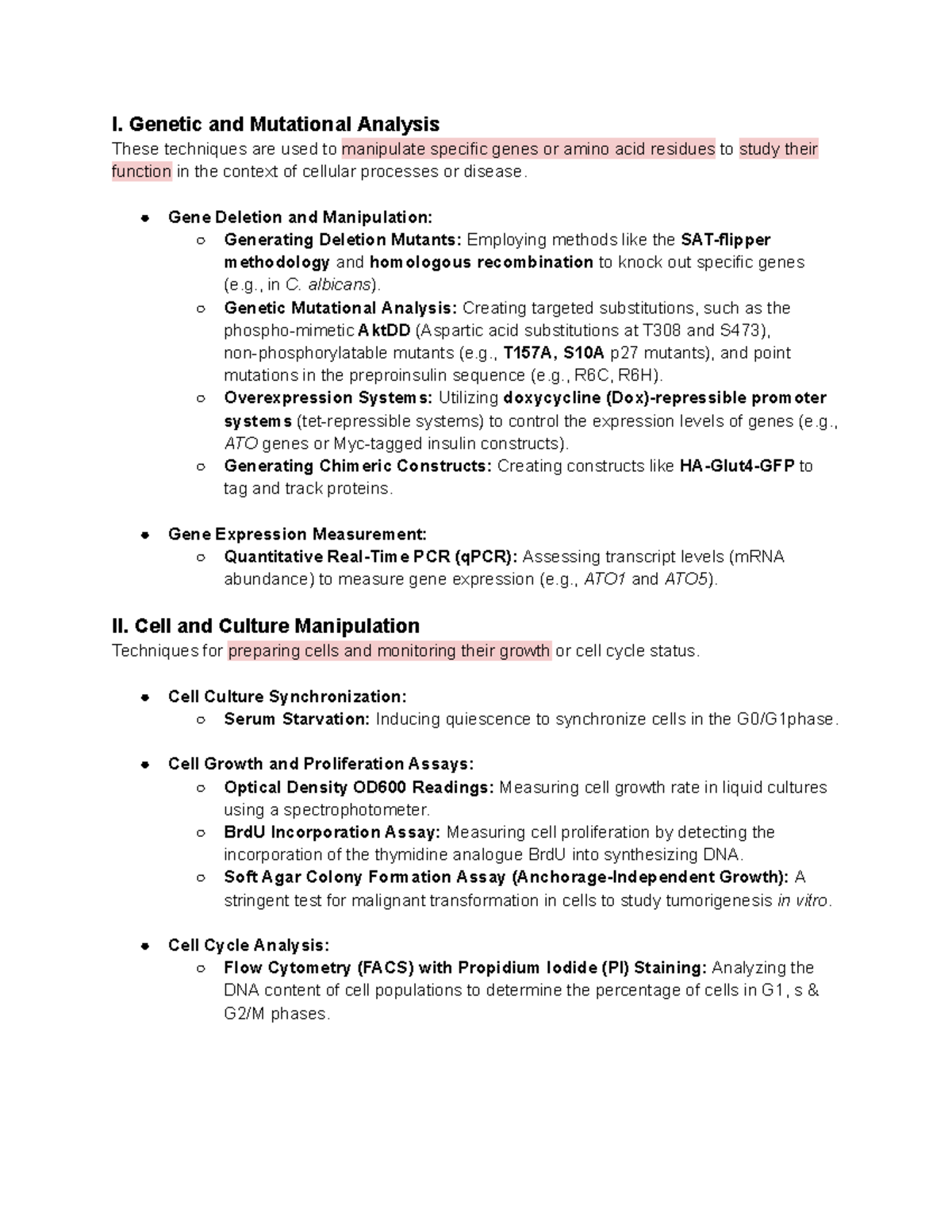 Genetic and Cell Manipulation Techniques: A Comprehensive Study (BIO101 ...