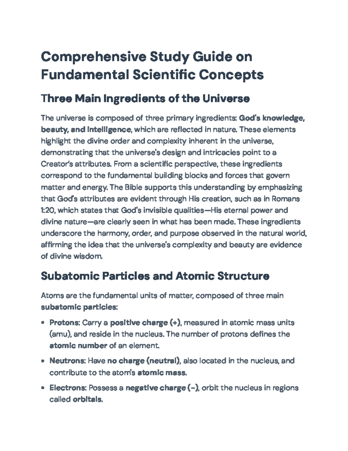 Comprehensive Study Guide: Fundamental Scientific Concepts (SCI 101 ...