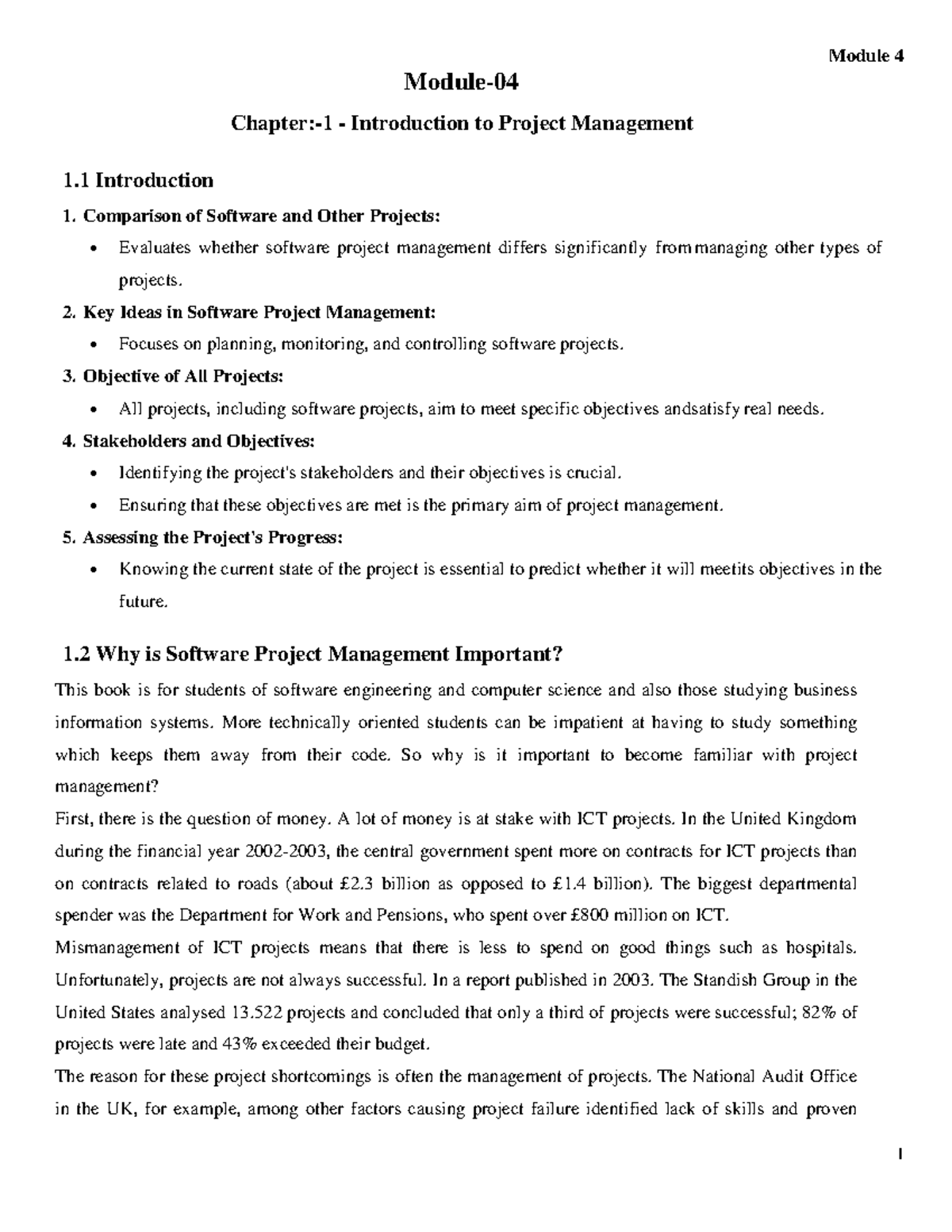 Module-04 Software Engineering & Project Management Overview - Studocu