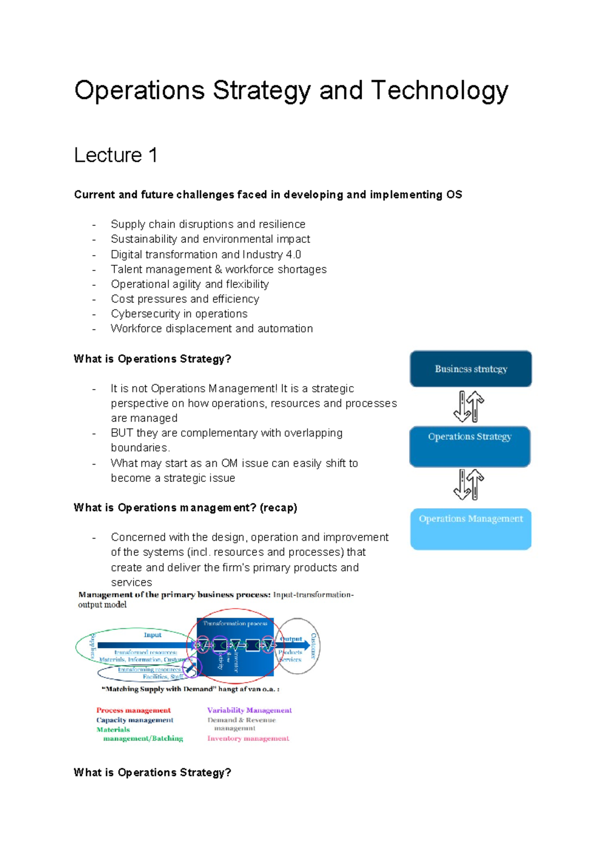 Operations Strategy & Technology: Key Insights and Challenges (OS 101 ...