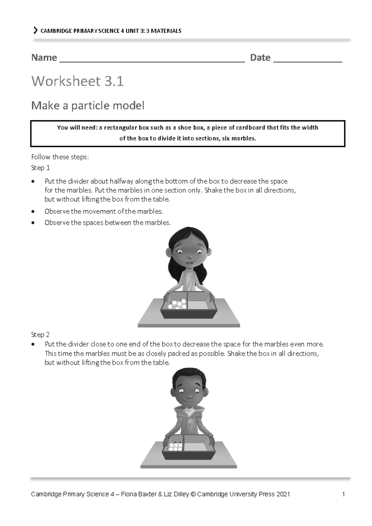 P Science 4 Unit 3 Worksheets: Materials & Chemical Reactions - Studocu