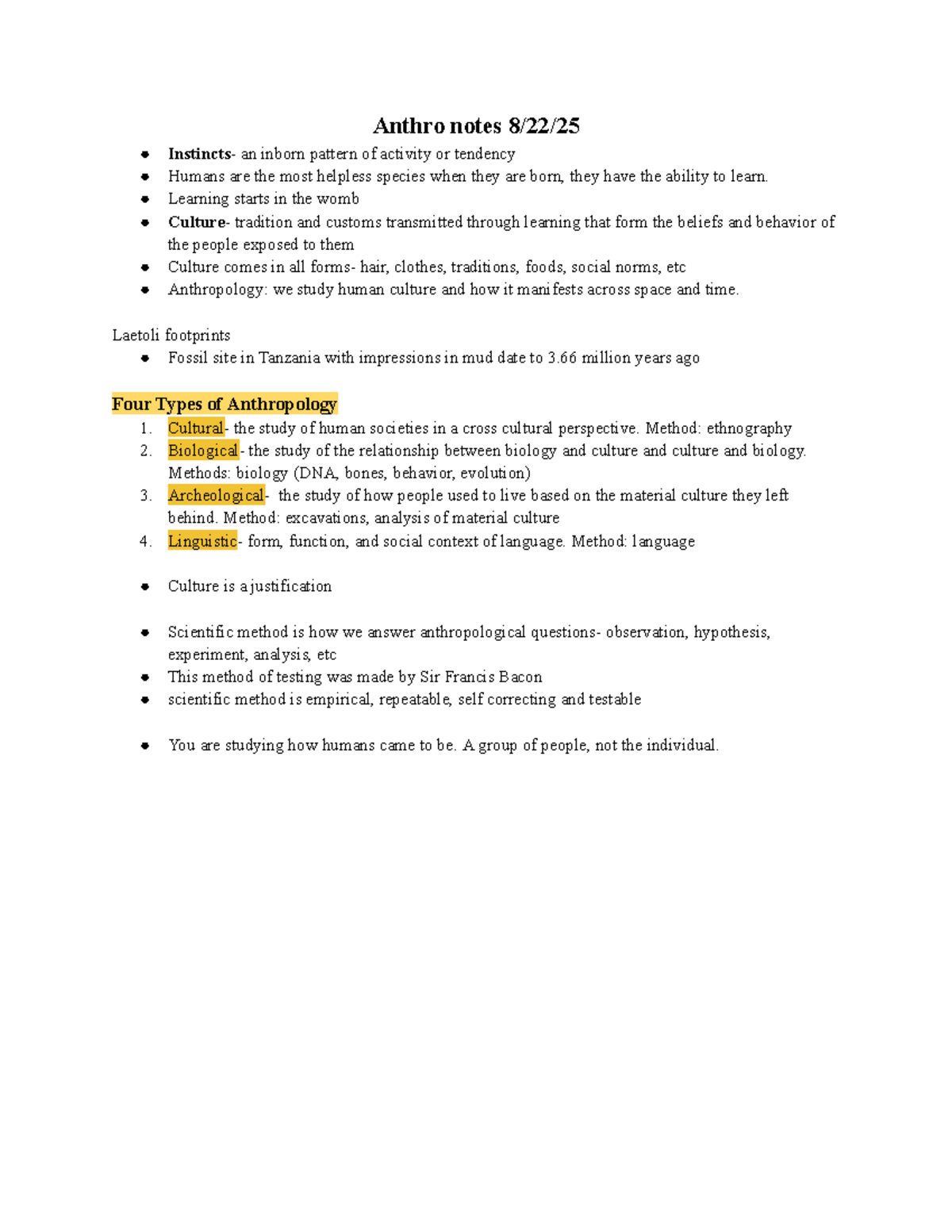 Anthropology Notes: Key Concepts for 1st Midterm Exam - Studocu