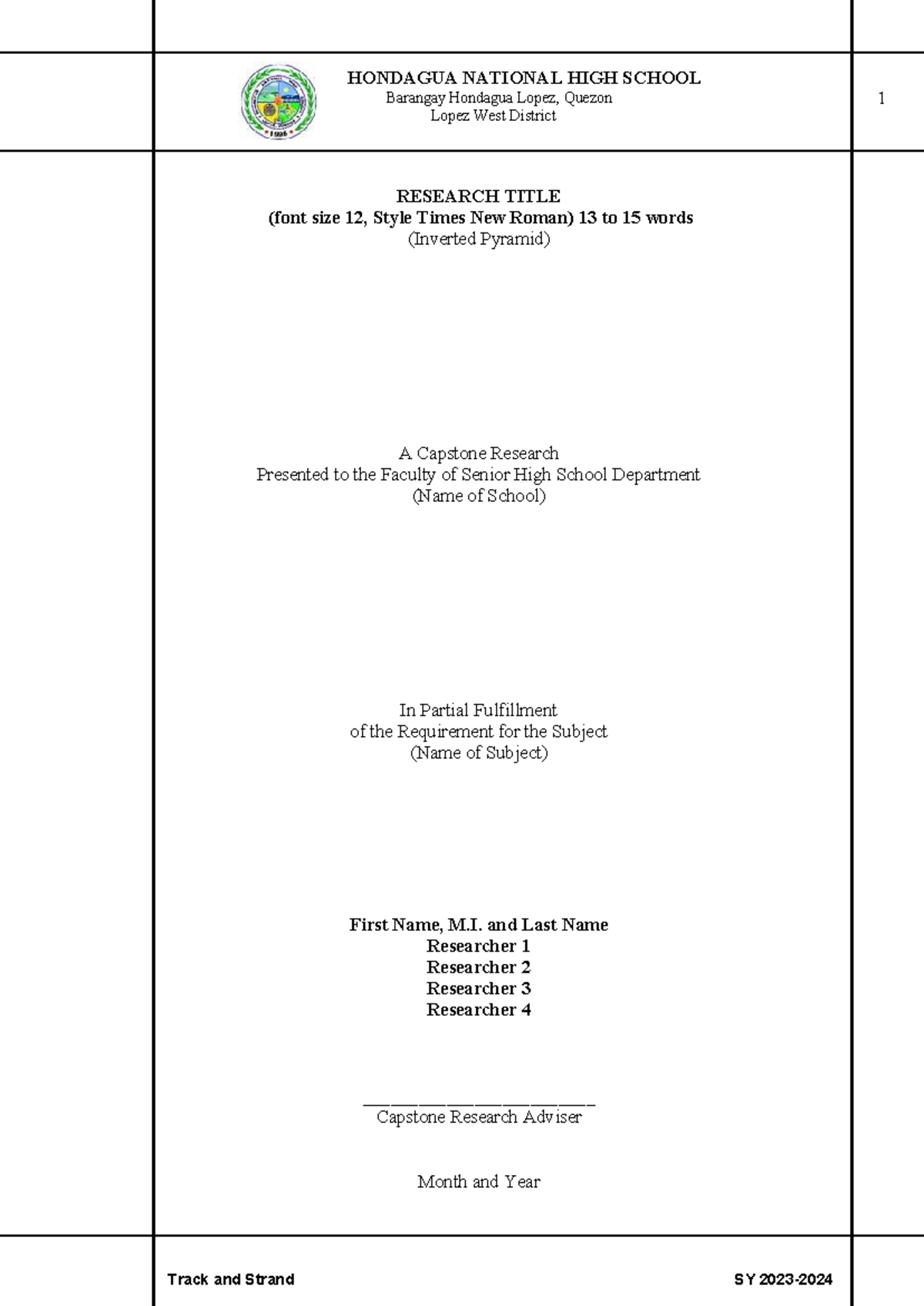 Quezon-Dep Ed-Capstone Research Template: Guidelines & Structure - Studocu