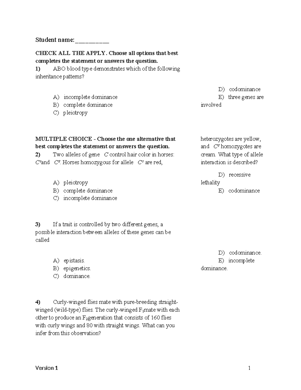 Hartwell 2 - Genetics Test Bank: Multiple Choice Questions & Answers ...
