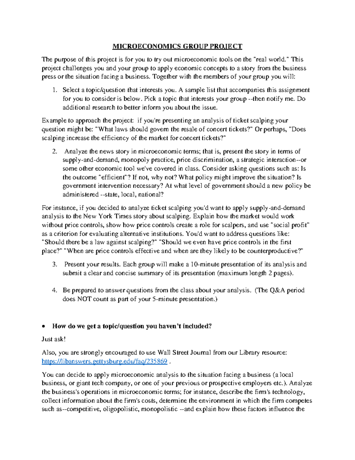Microeconomics Group Project Analysis and Presentation Guidelines - Studocu