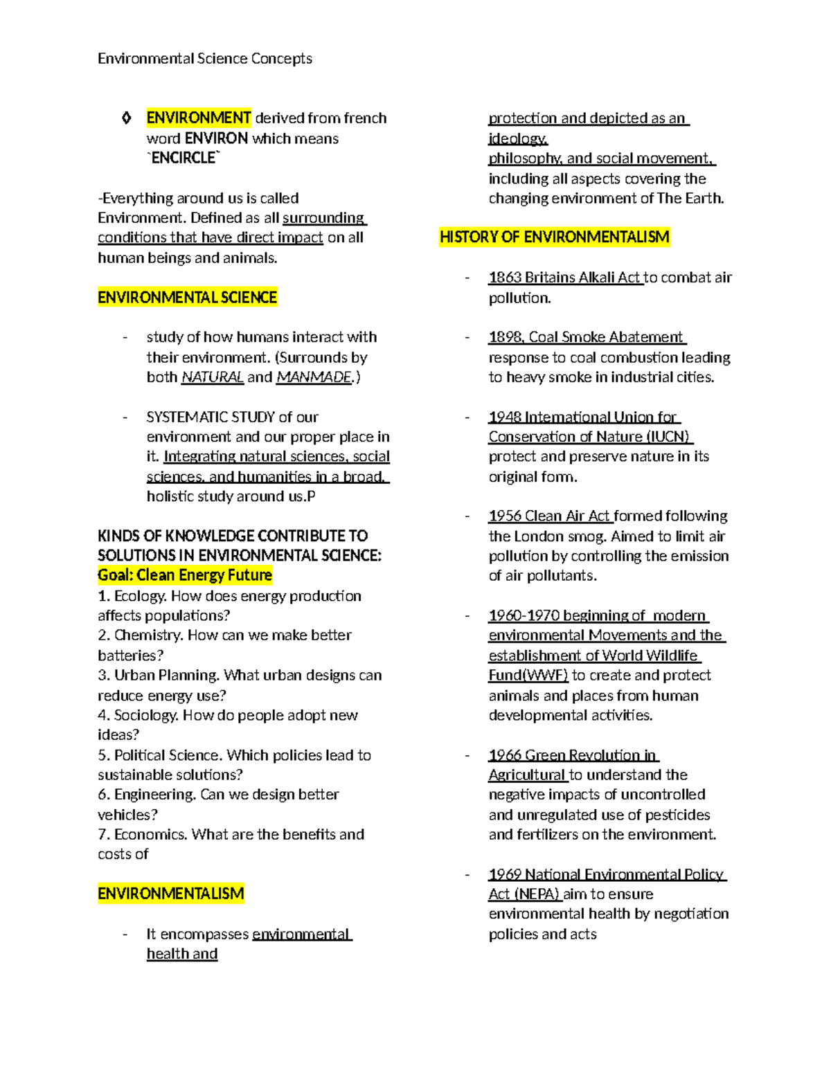 1st Term ENVISCI: Introduction to Environmental Science and Ecosystems ...