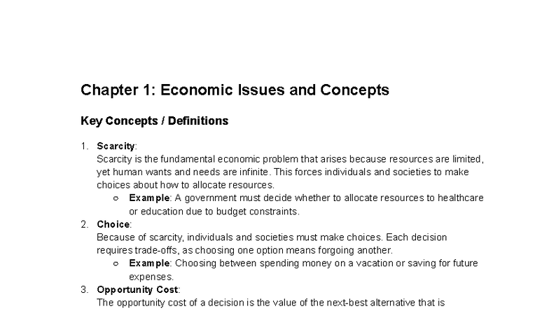 ECON201 - Midterm Study Guide: Key Economic Concepts and Theories - Studocu