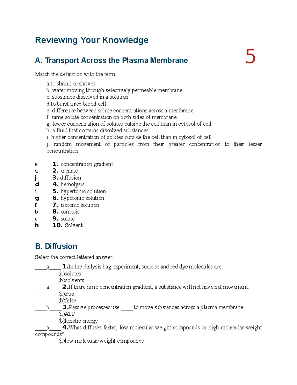 A&P 1 lab Exercise 2 - Lab worksheet - A. Overview of Organ Systems and ...