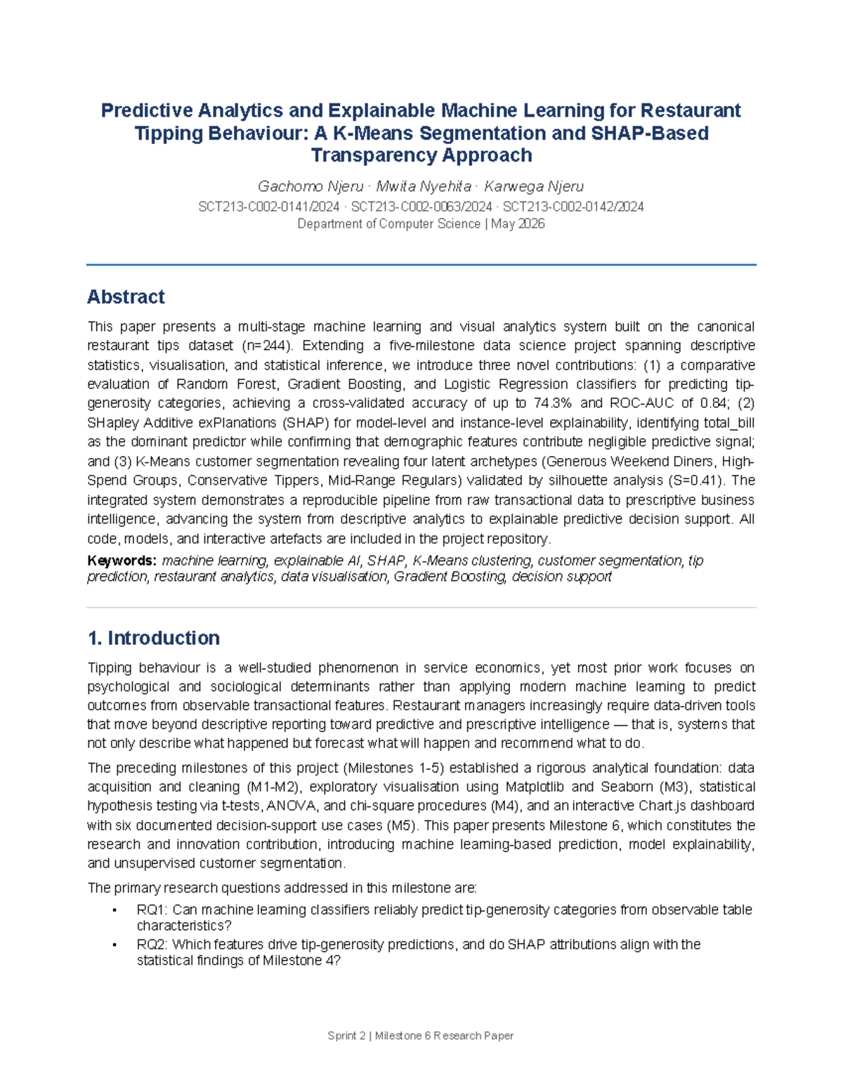 Predictive Analytics for Restaurant Tipping Behavior: A Machine ...