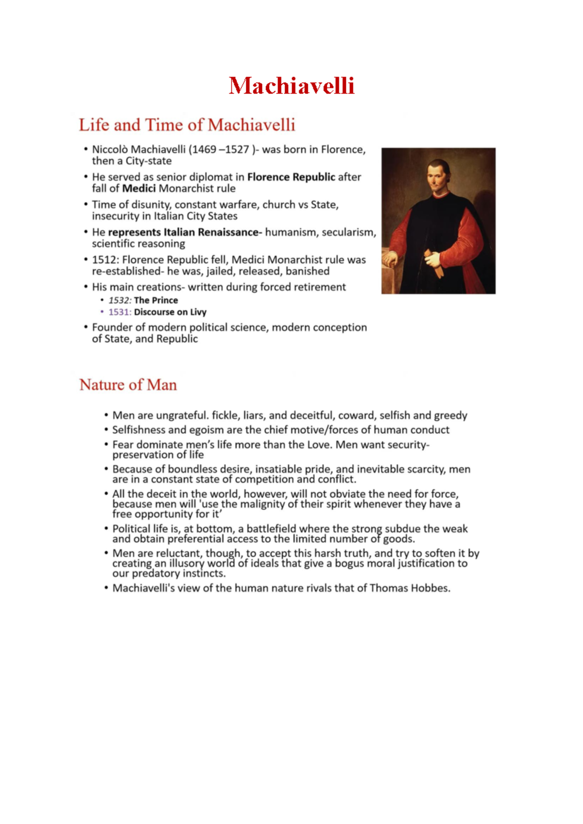 Machiavelli's Political Theory: Insights and Critiques (POL 101) - Studocu