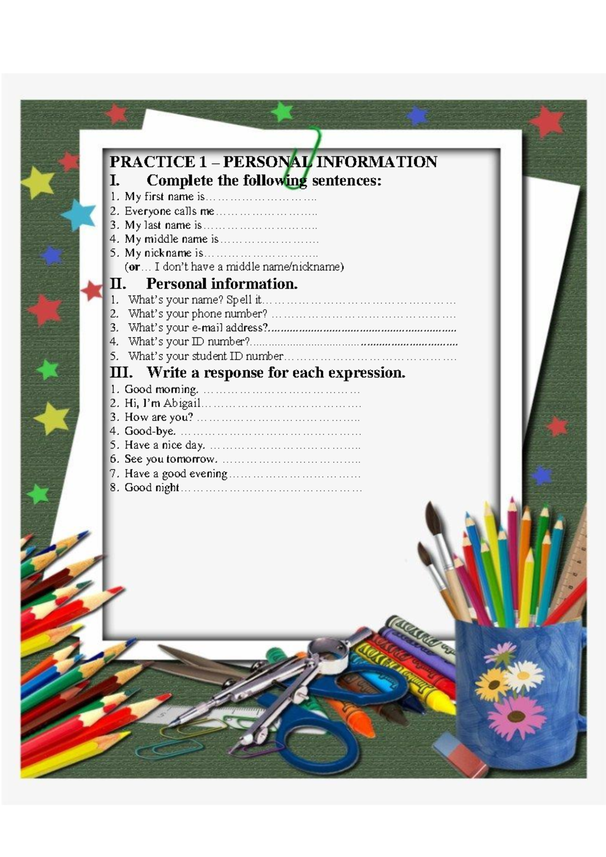 IDI-023. Practice 1. Personal Information - PRACTICE 1 – PERSONAL ...