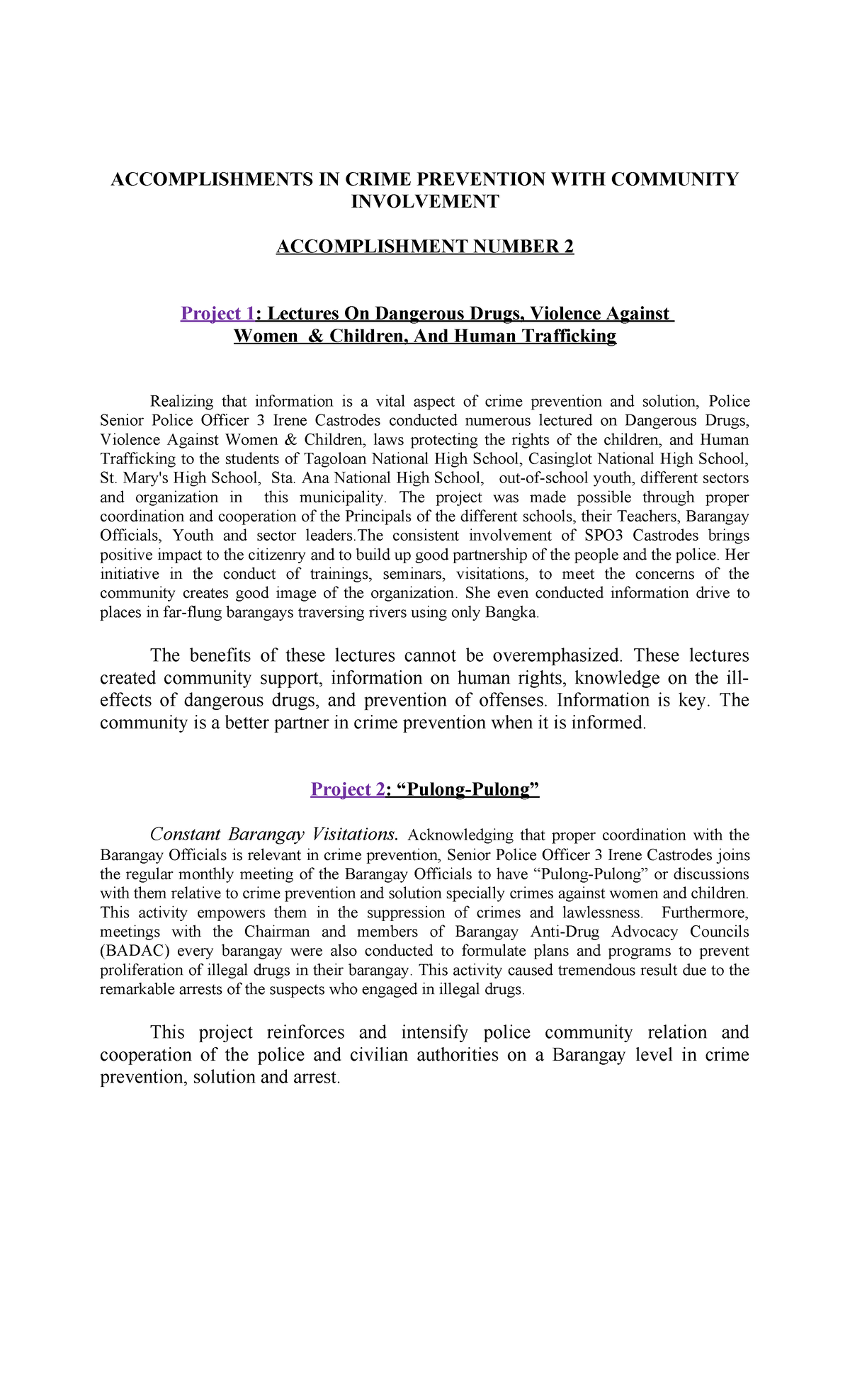ACC 101: Community Involvement in Crime Prevention Initiatives - Studocu