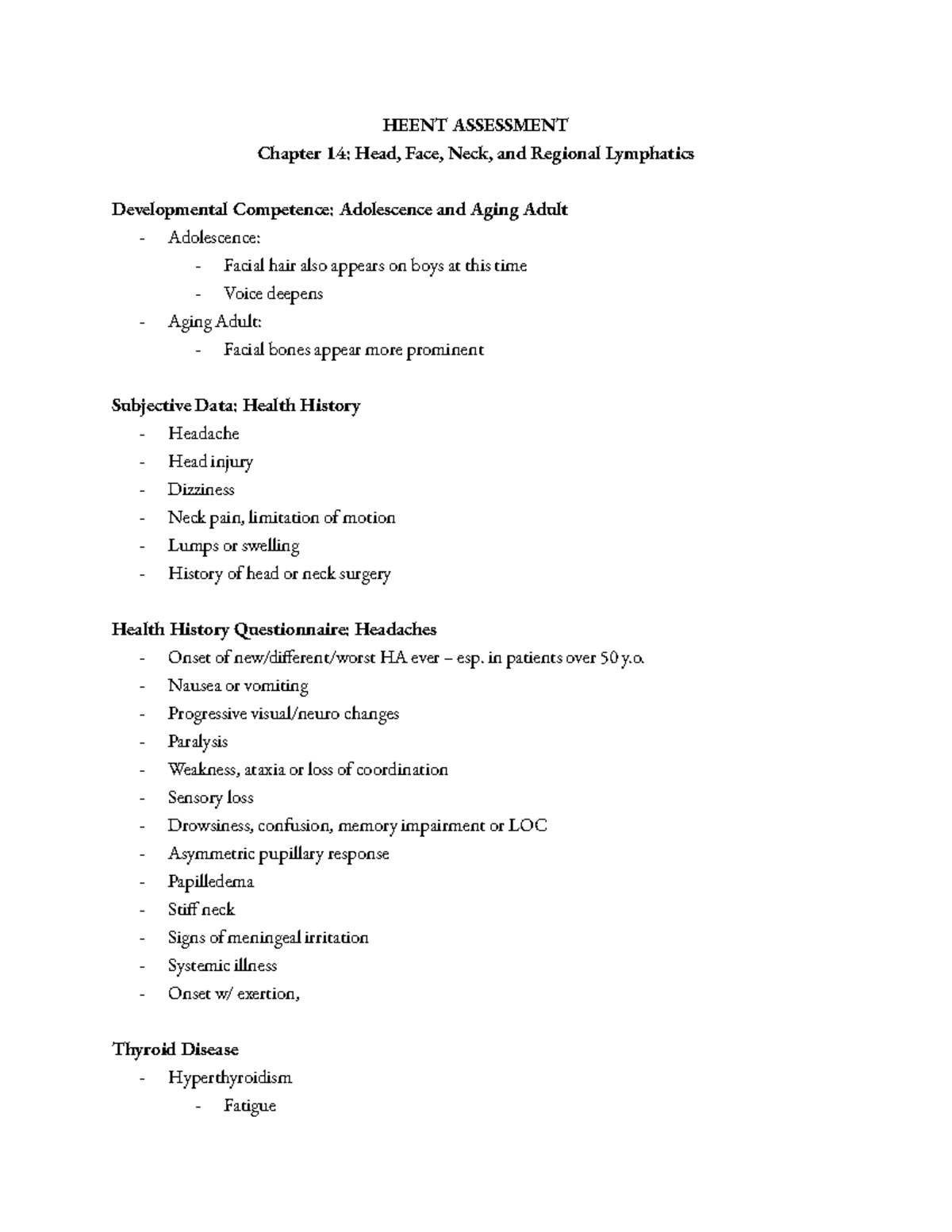 Jarvis CH14 HEENT Assessment - Head, Face, Neck, and Lymphatics - Studocu