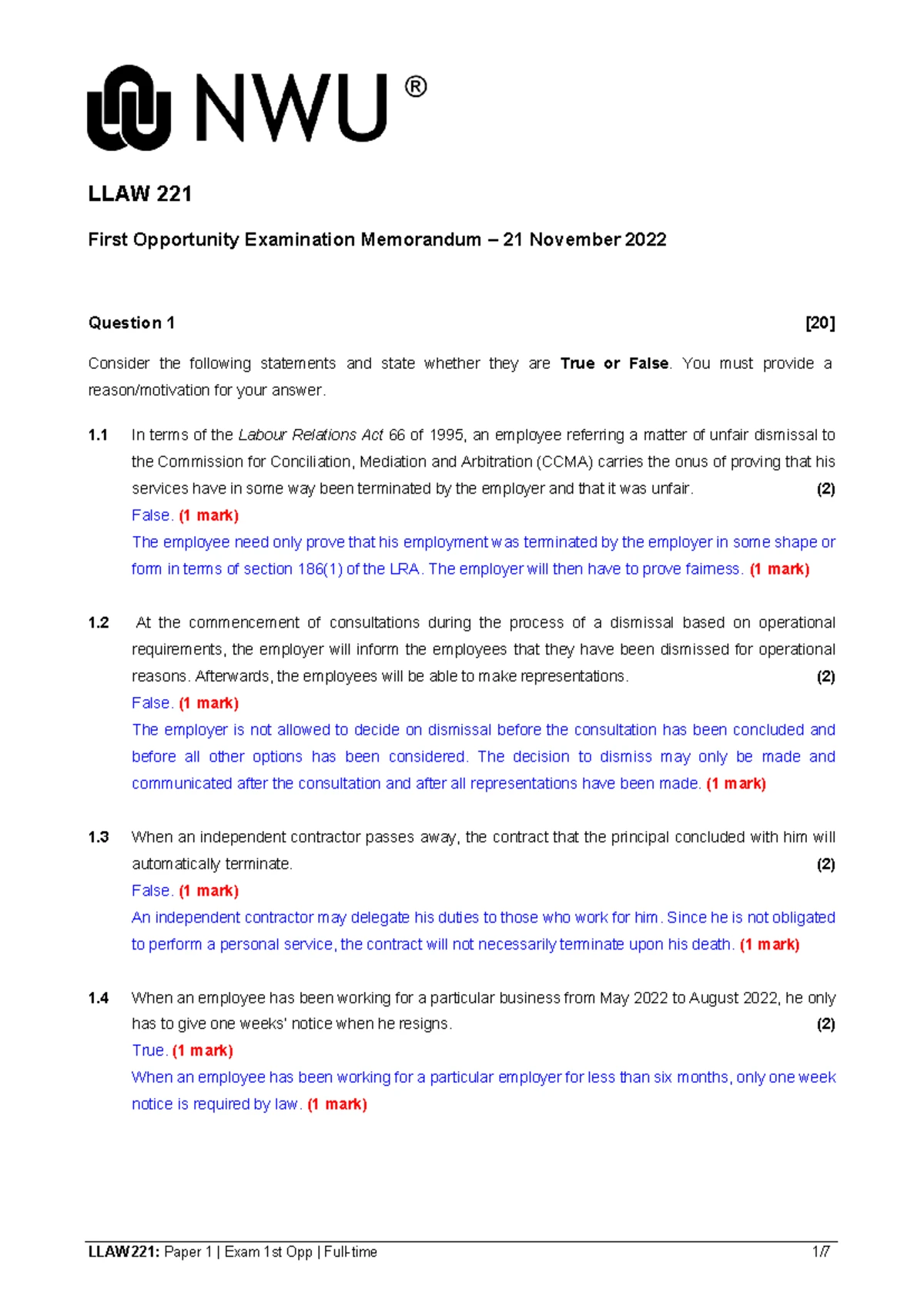 LLAW221+-+First+OppMEMO - LLAW 221 First Opportunity Examination ...