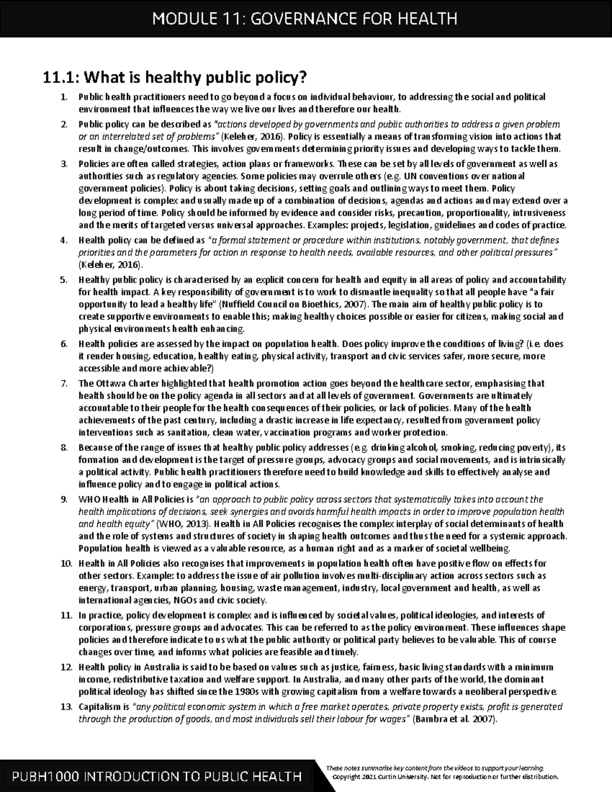MODULE 11: Governance for Health - PUBH1000 Healthy Public Policy ...