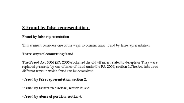 Fraud Act 2006: Understanding False Representation and Its Elements ...