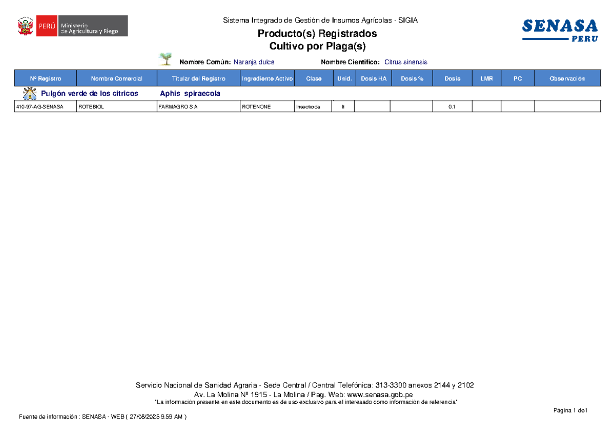 Sistema Integrado de Gestión de Insumos Agrícolas SIGIA: Pulgón Verde ...