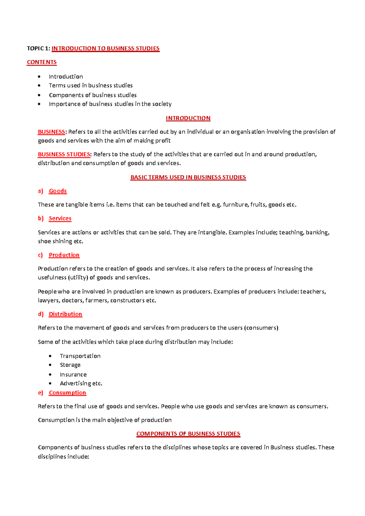 BS 1: Introduction to Business Studies - Key Concepts and Components ...