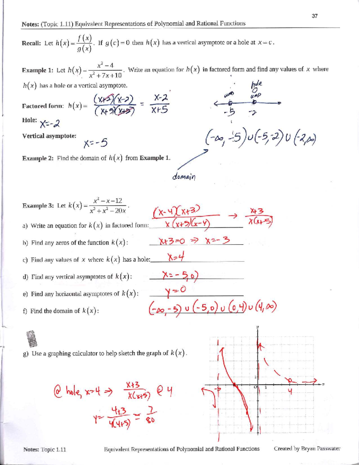 Notes: (MATH 37) Equivalent Representations of Polynomial & Rational ...