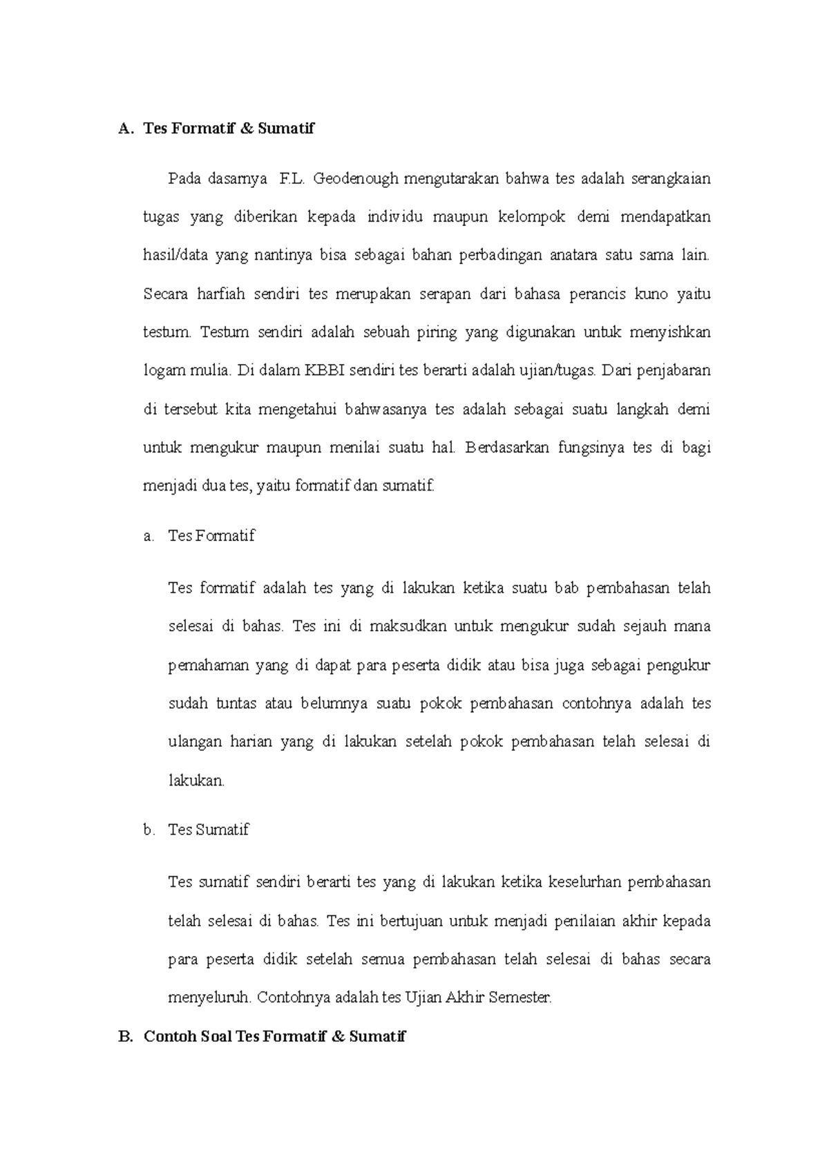 Tes Formatif dan Sumatif: Pengertian & Contoh Implementasinya - Studocu