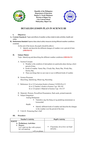 DLP: Weather Conditions - English Lesson Plan for Science III - Studocu