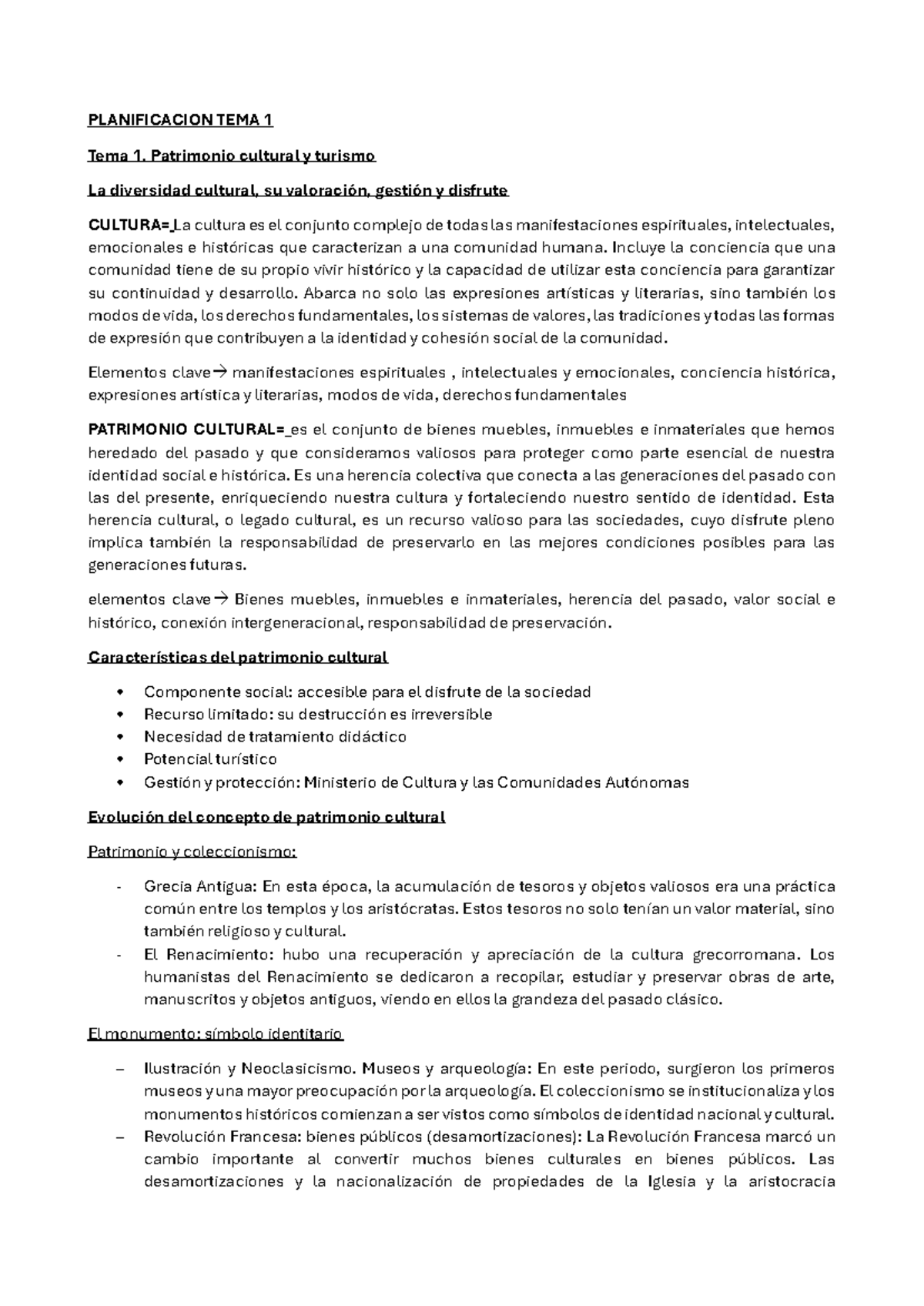 TEMA 1: Patrimonio Cultural y Turismo Sostenible - Teoría - Studocu