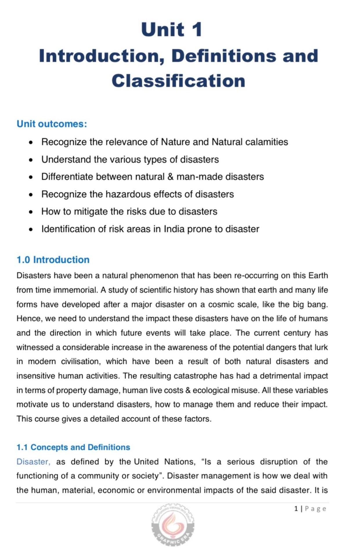 Disaster Management (DM101): Unit 1 - Introduction to Natural Disasters ...