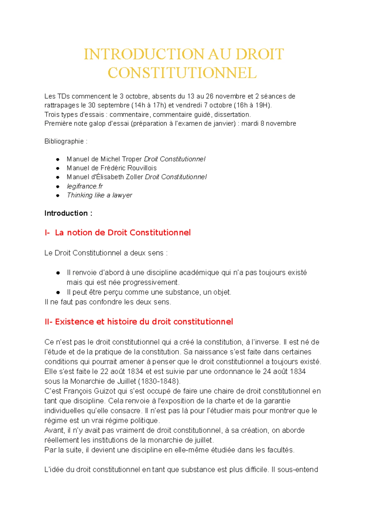 Chapitre preliminaire - Introduction au droit constitutionnel général ...
