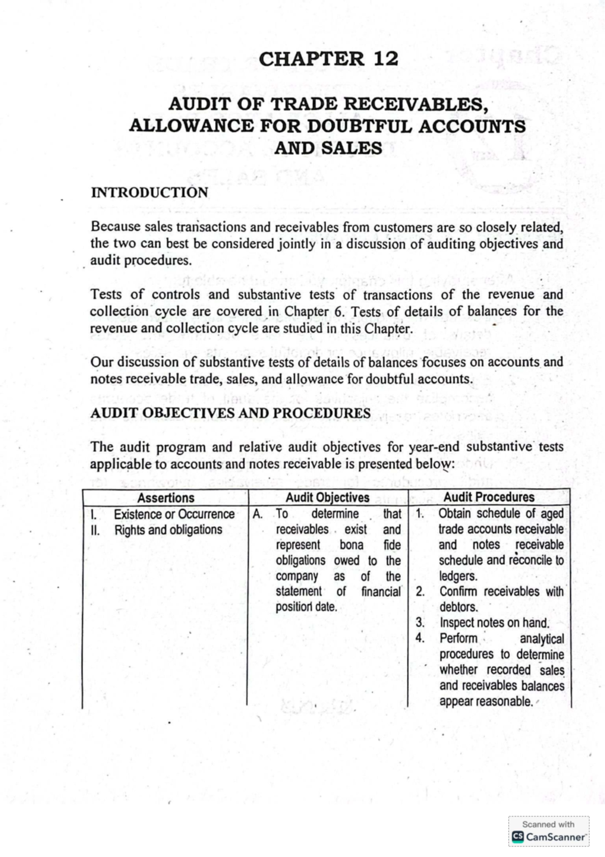 CHAPTER 12: AUDIT OF TRADE RECEIVABLES & DOUBTFUL ACCOUNTS - Studocu