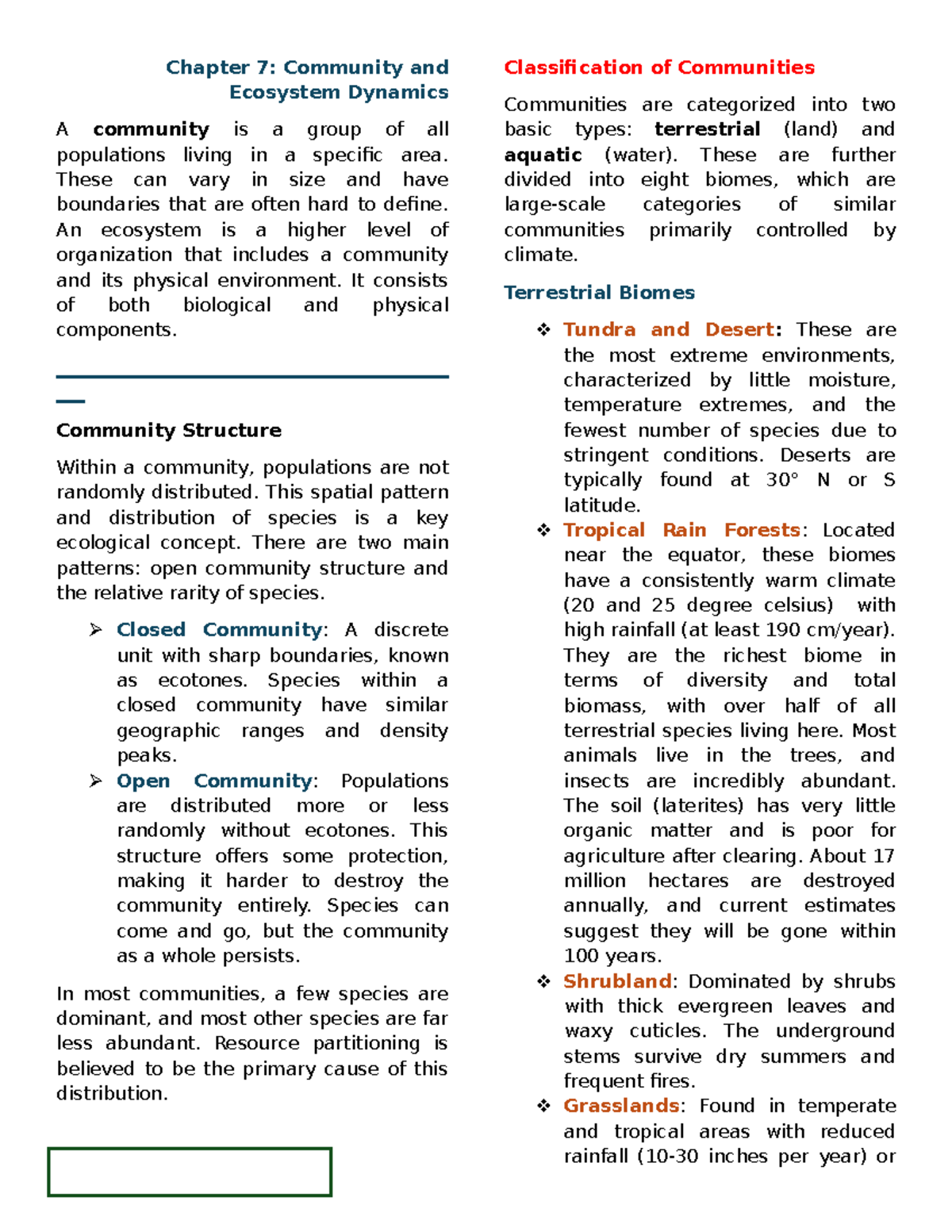Chapter 7: Community and Ecosystem Dynamics - EnviSci 7 & 8 Notes - Studocu