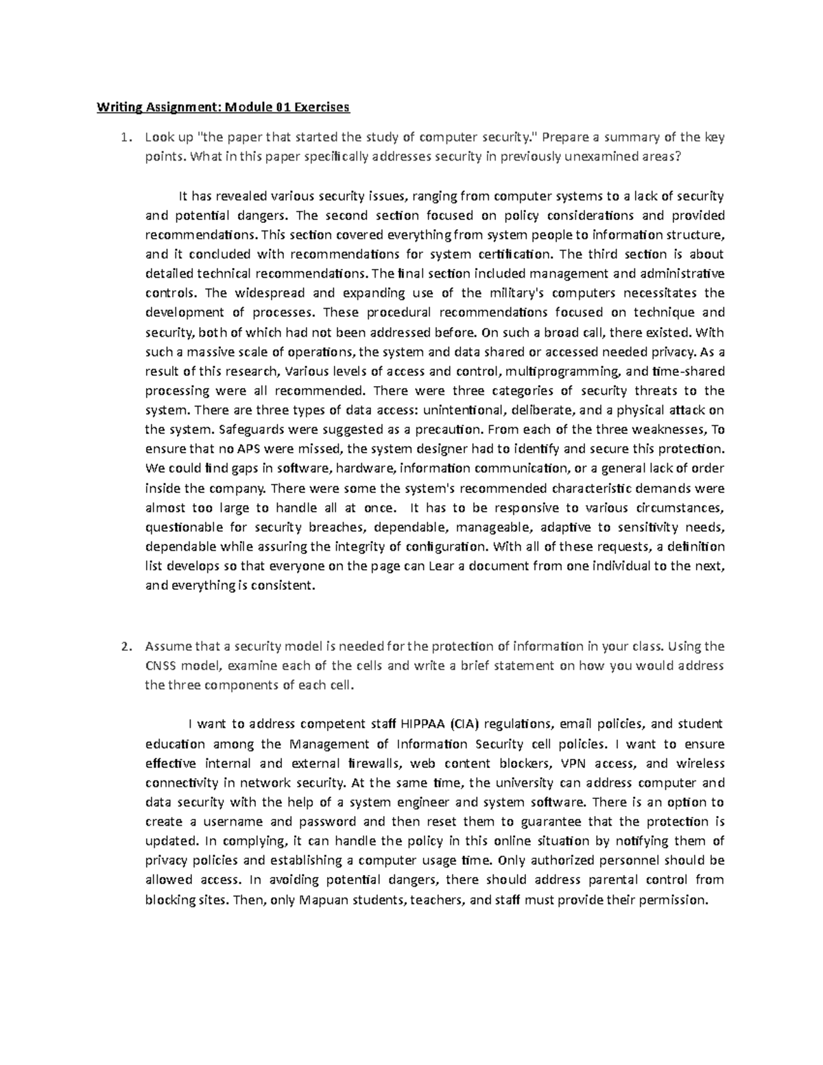 Activity 1 - Case Study - Writing Assignment: Module 01 Exercises Look ...