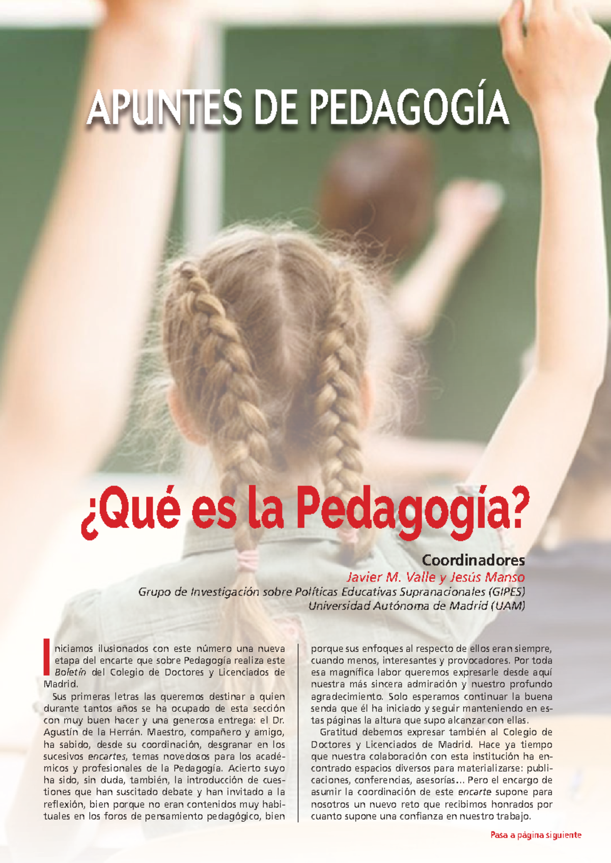 Apuntes de Pedagogía: ¿Qué es la Pedagogía? - Número 284 - Studocu