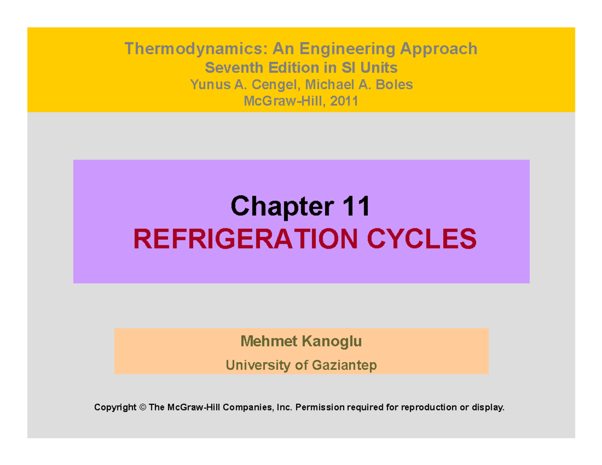 Thermodynamics: Refrigeration Cycles (Chap 11, Engineering Course ...