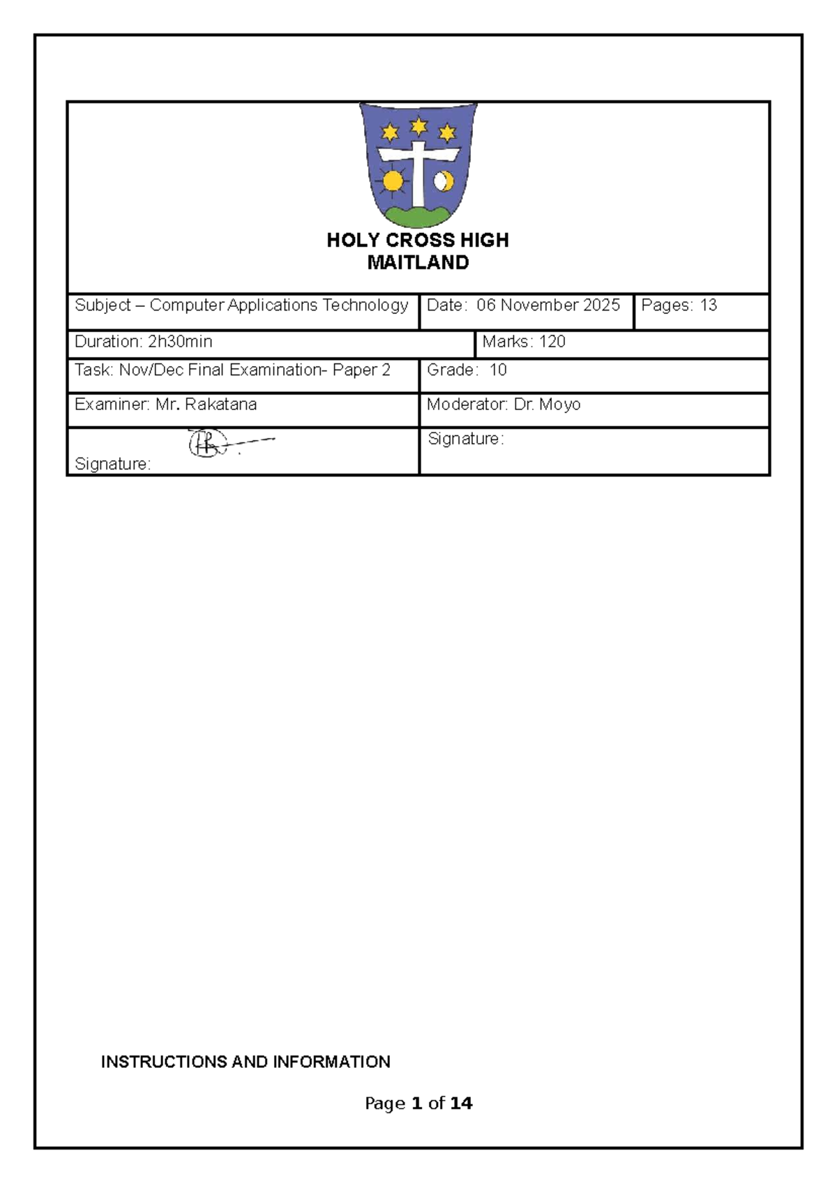 Grade 10 Computer Applications Technology Final Exam Paper 2 - Studocu