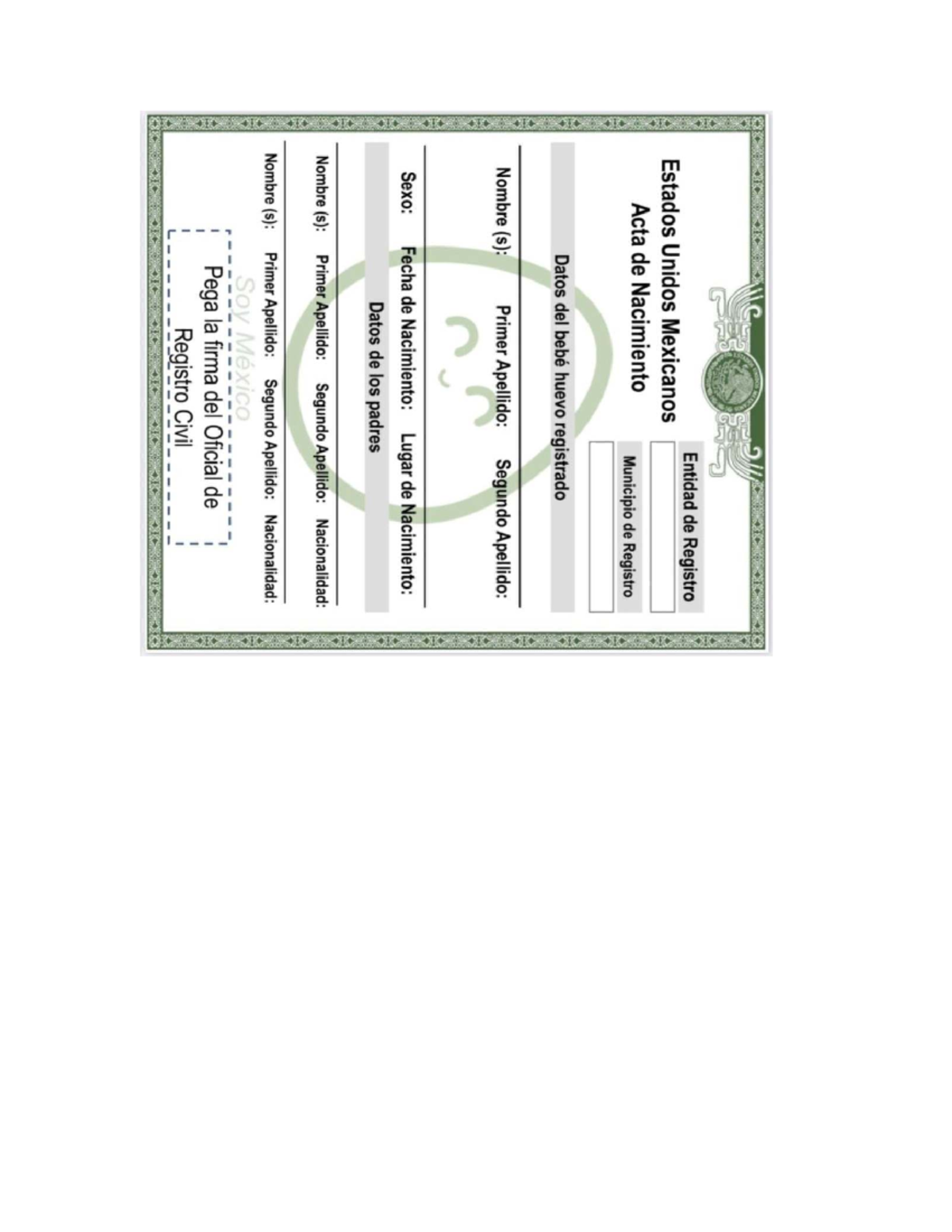 ACTA DE Nacimiento 2026 - Registro Civil México - Studocu