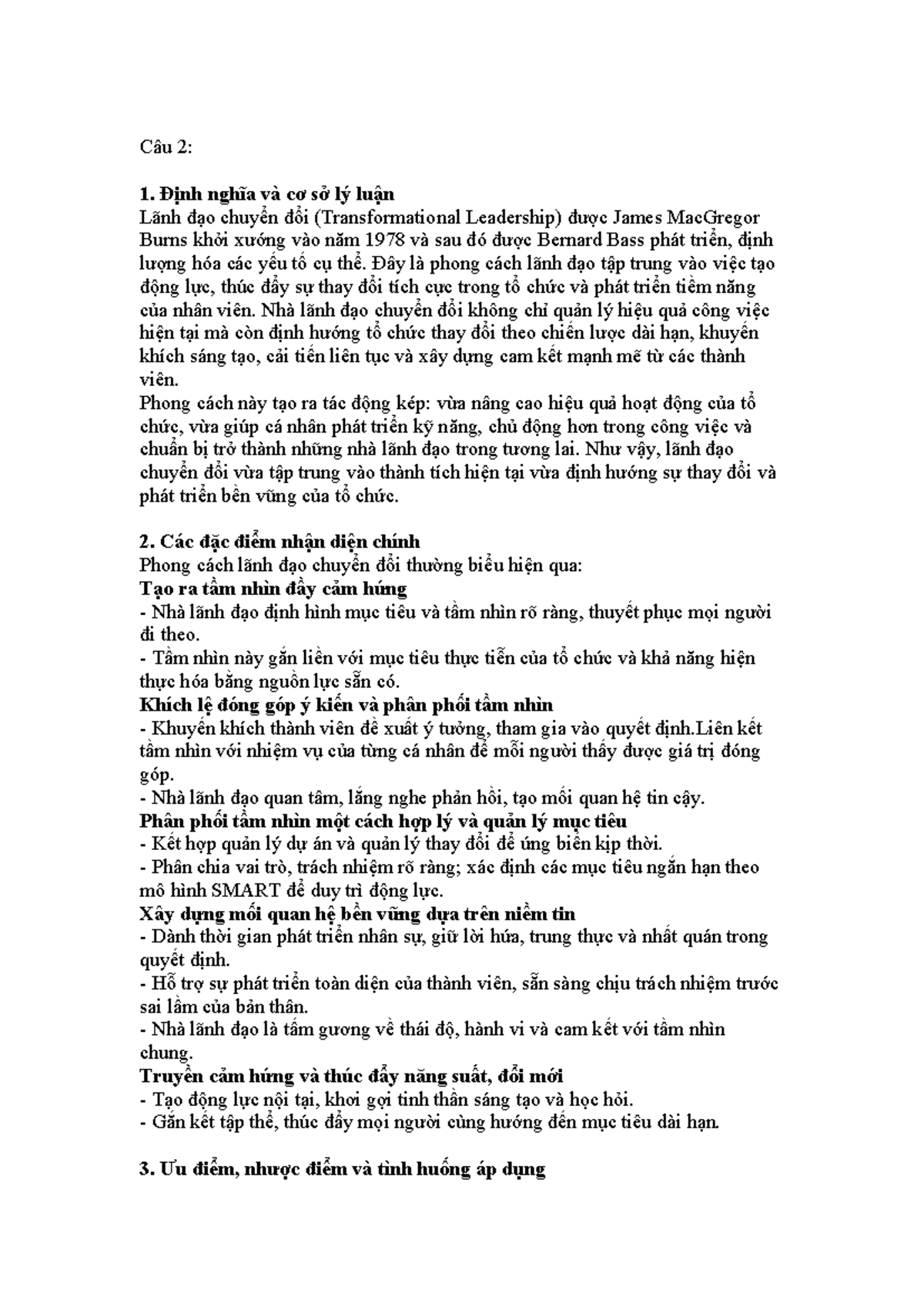 NTLĐQL - SXQD: Lãnh đạo Chuyển đổi và Tác động đến Tổ chức - Studocu