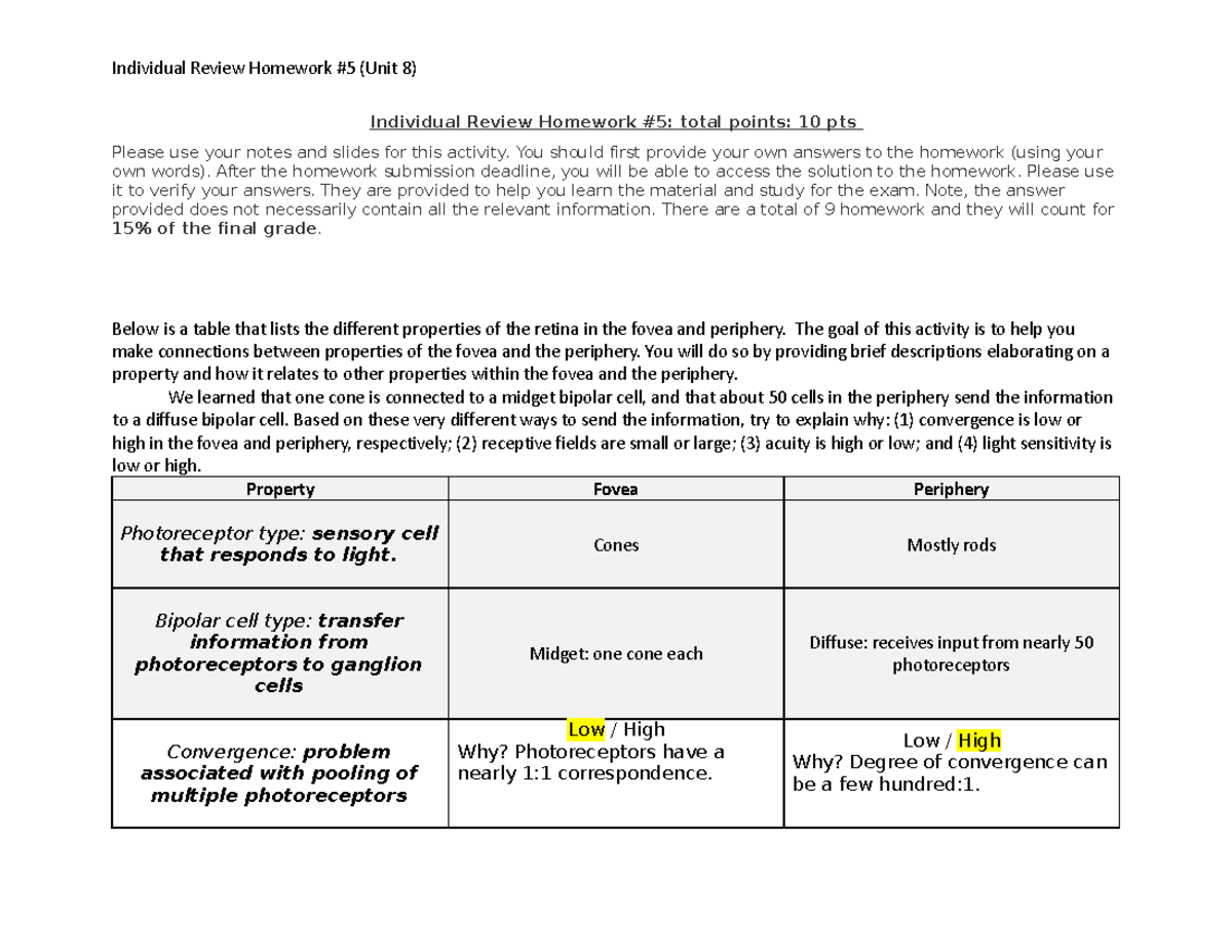 Homework #5 - Individual Review Homework #5 (Unit 8) Individual Review ...