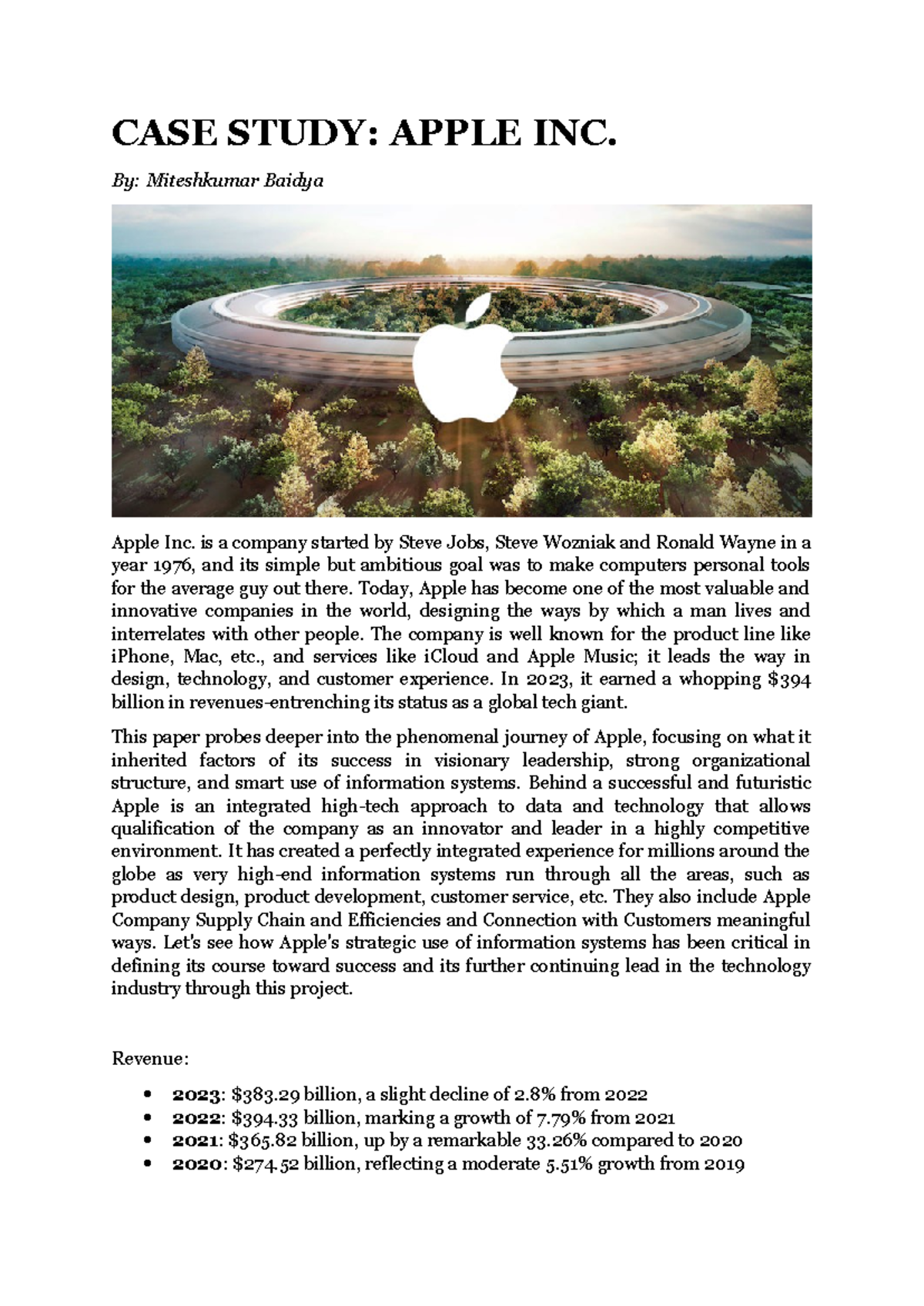CASE Study Apple - CECC - CASE STUDY: APPLE INC. By: Miteshkumar Baidya ...