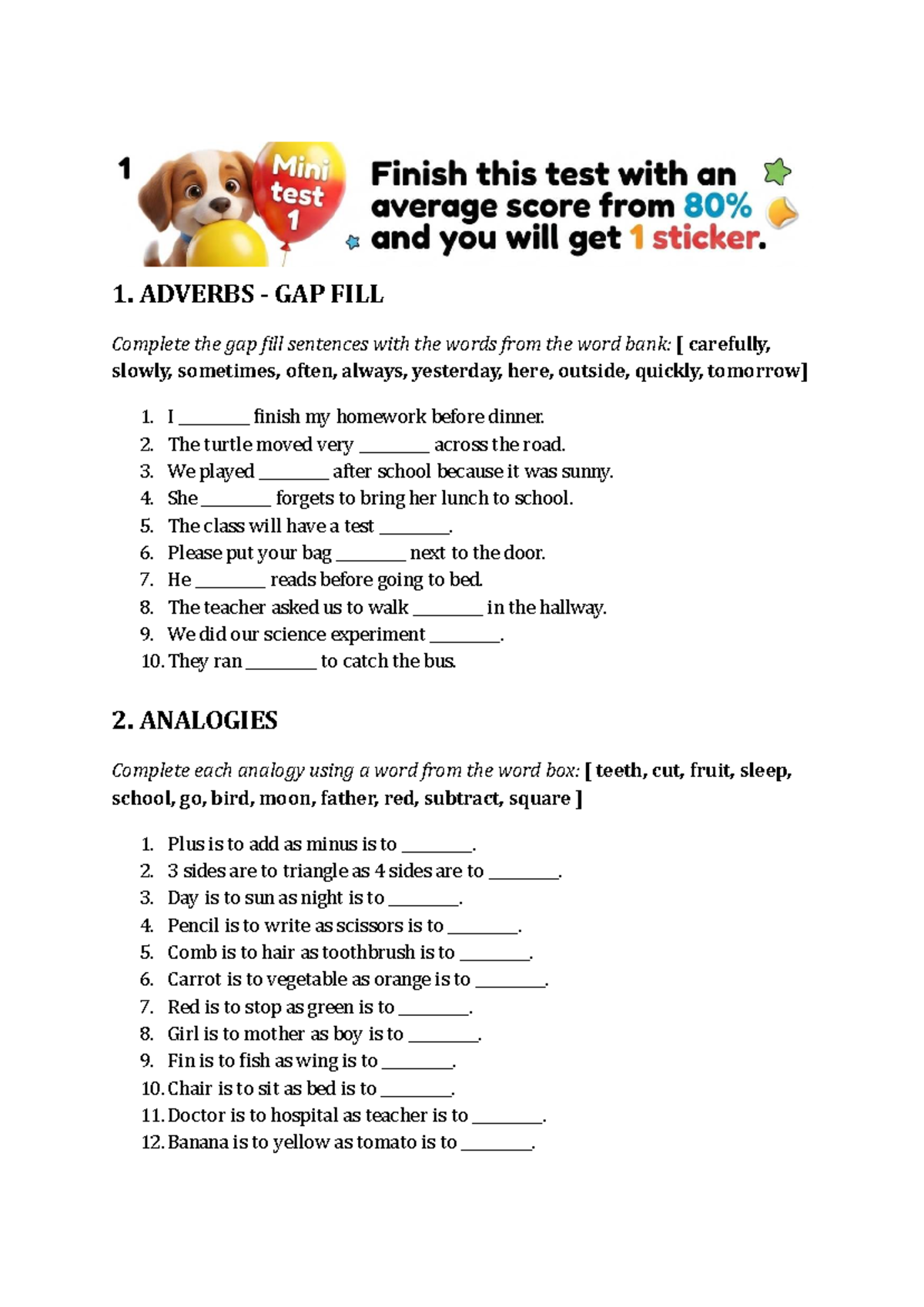 ADVERBS AND PREPOSITIONS GAP FILL EXERCISES (ENG 101) - Studocu