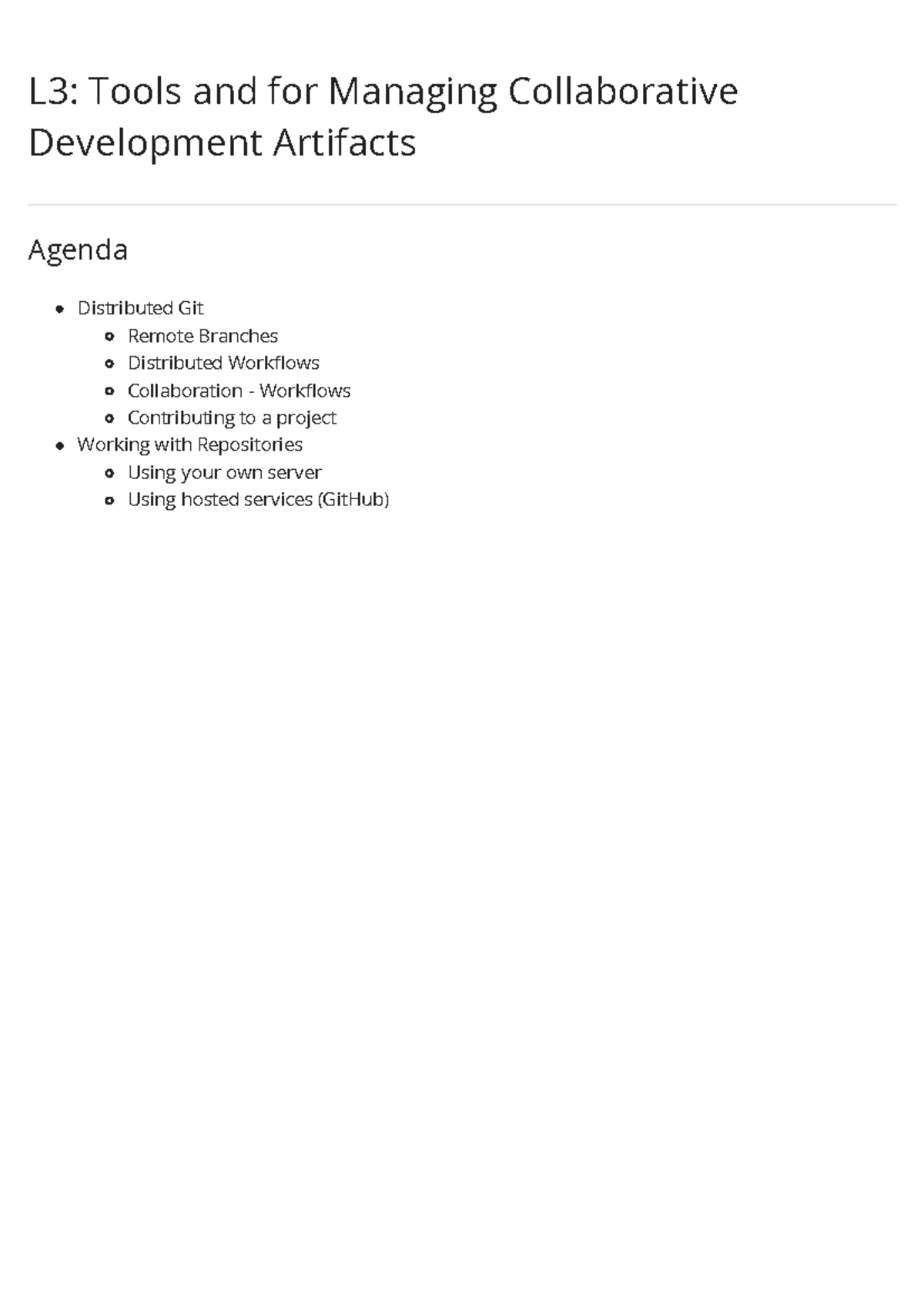 L3: Managing Collaborative Development Artifacts with Git - Studocu