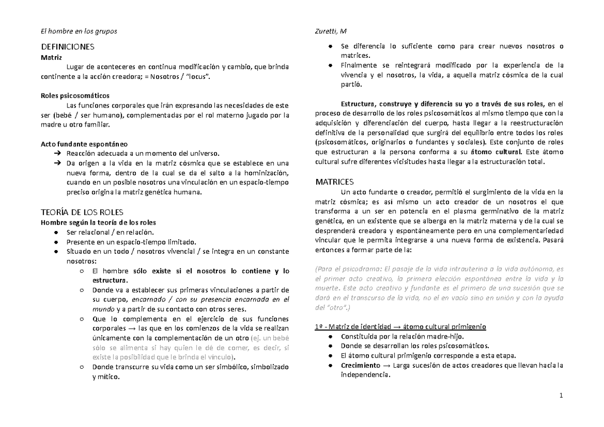 Zuretti simplificado - etapas de la matriz de identidad, descripcion de atomos socuales - - Studocu