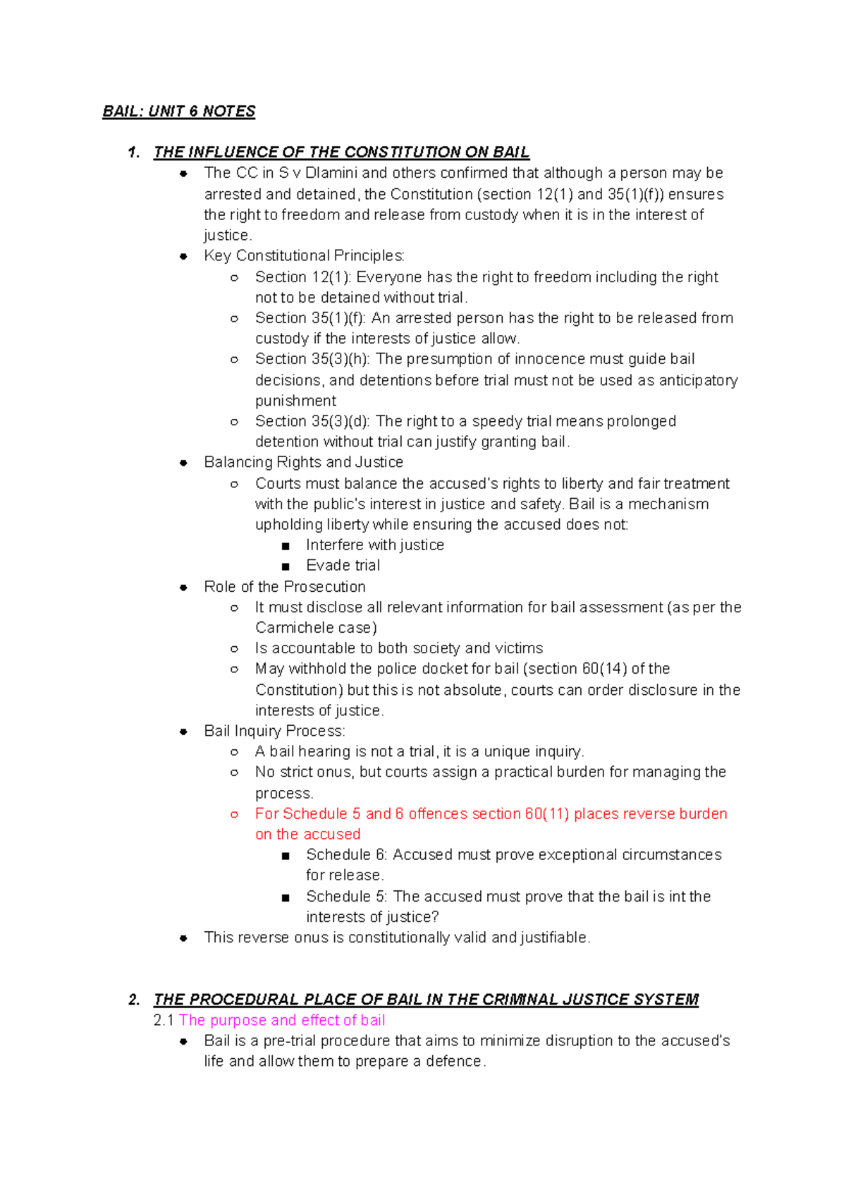 Criminal Procedure (LAW 101): Comprehensive Bail Notes and Key Insights ...